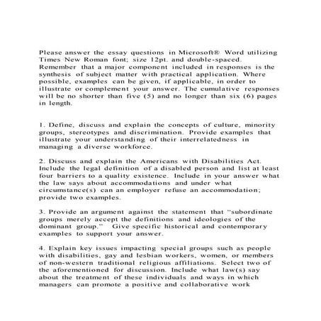 Please answer the essay questions in Microsoft® Word utilizing T | DOCX