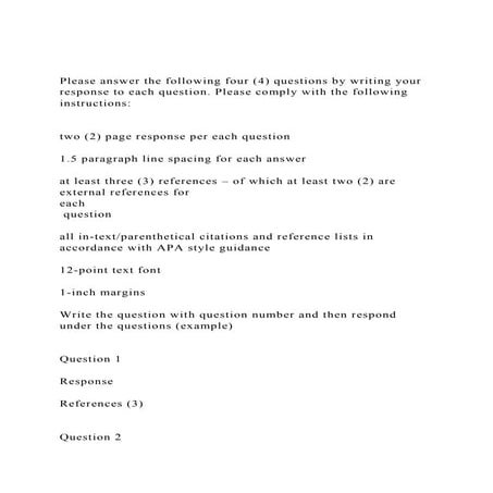 Please answer the following four (4) questions by writing your r.docx