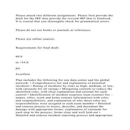 Please attach two different assignments. Please first provide the dr.docx | Business and Finance