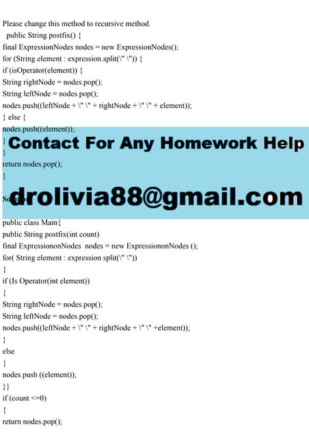Please change this method to recursive method. public String post.pdf ... Please change this method to recursive method. public String post.pdf ...