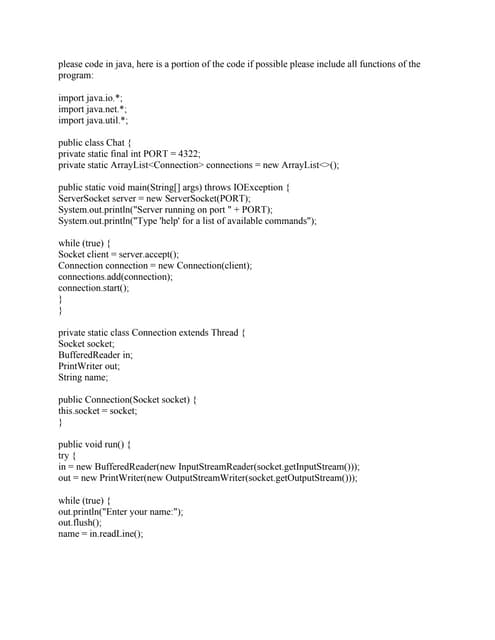 Please Code In Java Here Is A Portion Of The Code If Possible Pleasepdf 2698