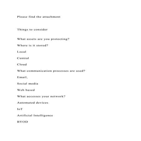 Please find the attachmentThings to considerWhat asset.docx