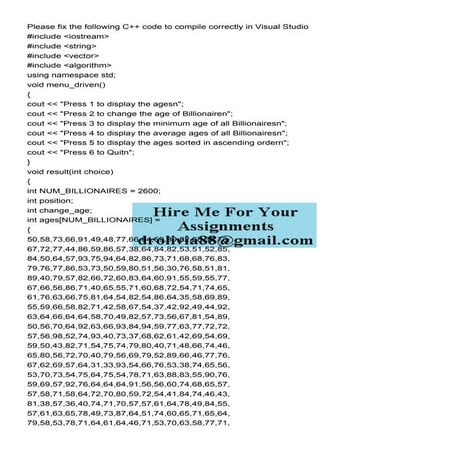Please fix the following C++ code to compile correctly in Vi.pdf