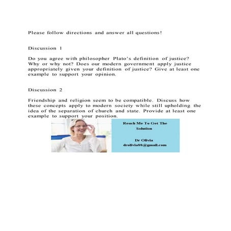 Please follow directions and answer all questions!Discussion | PDF