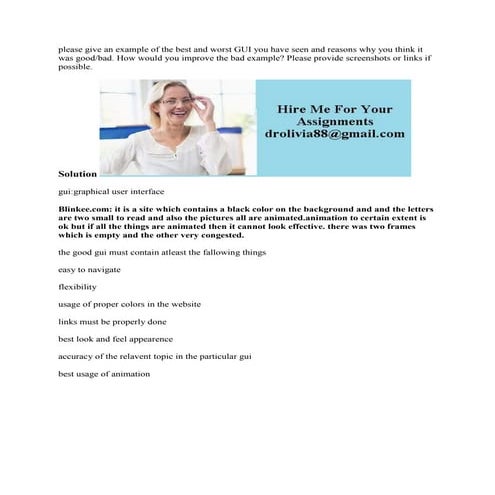 please give an example of the best and worst GUI you have seen and rea.docx