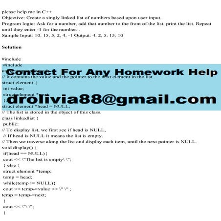please help me in C++Objective Create a singly linked list of num.pdf