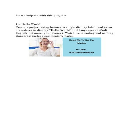 Please help me with this program1 – Hello WorldCreate a proj.docx