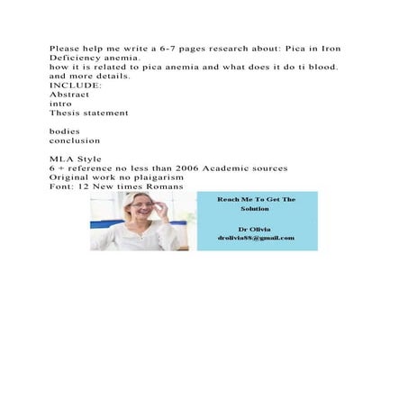 Please help me write a 6-7 pages research about Pica in Iron Defici.docx