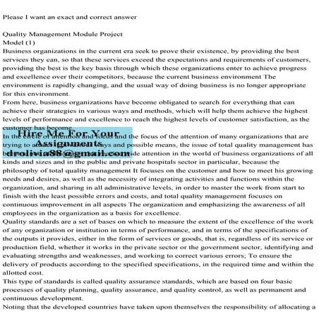 Please I want an exact and correct answerQuality Management Modu.pdf