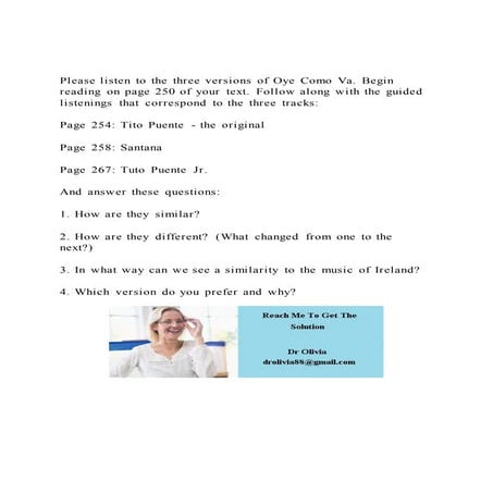 Please listen to the three versions of Oye Como Va. Begin readin | DOCX