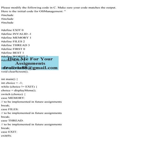 Please modify the following code in C. Make sure your code matches t.pdf | Programming Languages ...