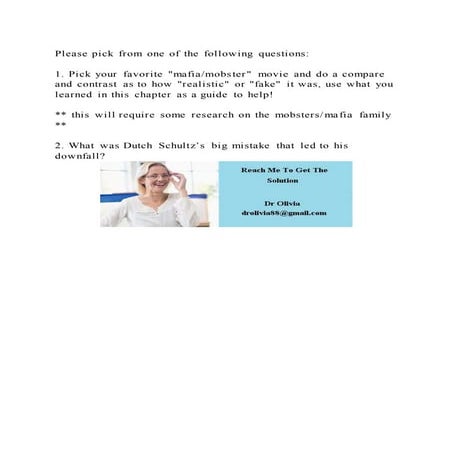 Please pick from one of the following questions1. Pick your fav | DOCX