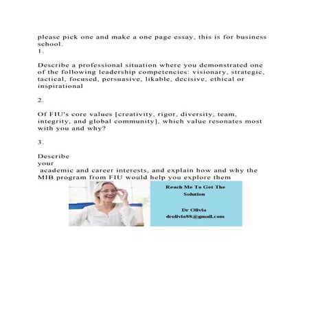 please pick one and make a one page essay, this is for business scho.docx