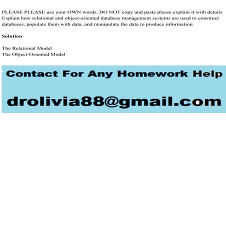 PLEASE PLEASE use your OWN words, DO NOT copy and paste please expla.pdf | Databases | Computer ...