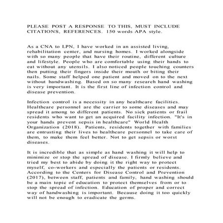 PLEASE POST A RESPONSE TO THIS, MUST INCLUDE CITATIONS, REFERENCES. | PDF