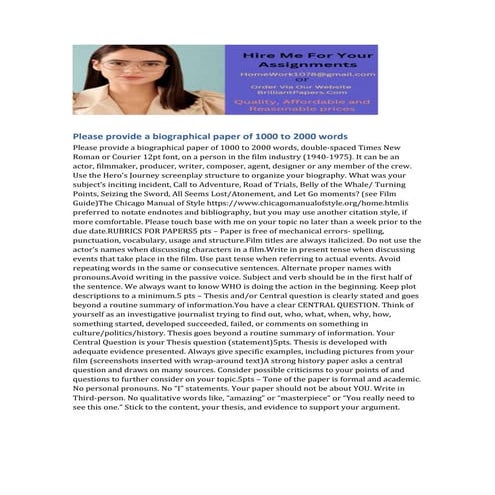 Please provide a biographical paper of 1000 to 2000 words.docx