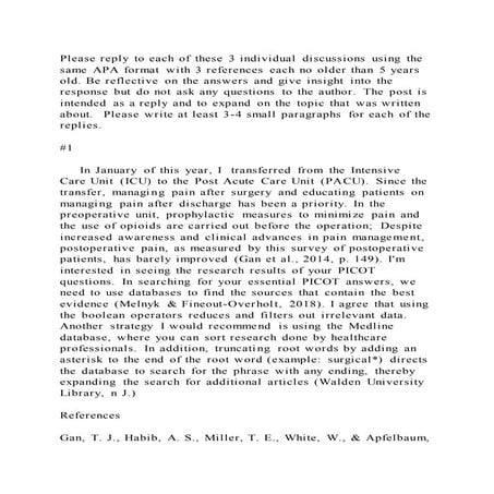 Please reply to each of these 3 individual discussions using the sam | PDF