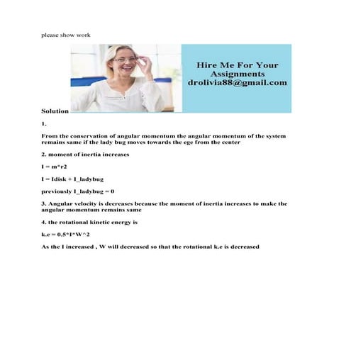 please show workSolution1- From the conservation of angular momentum t.docx | Physics | Science