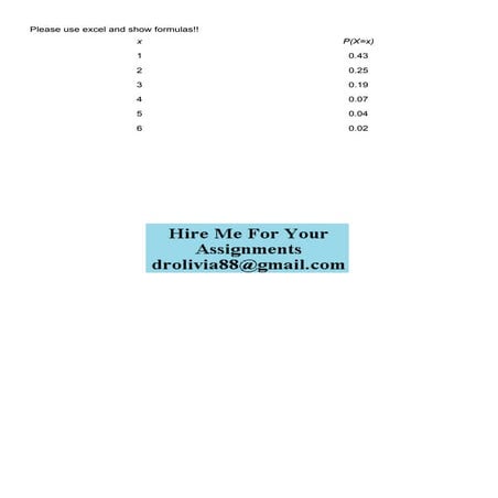 Please use excel and show formulas xPXx1.pdf | Physics | Science