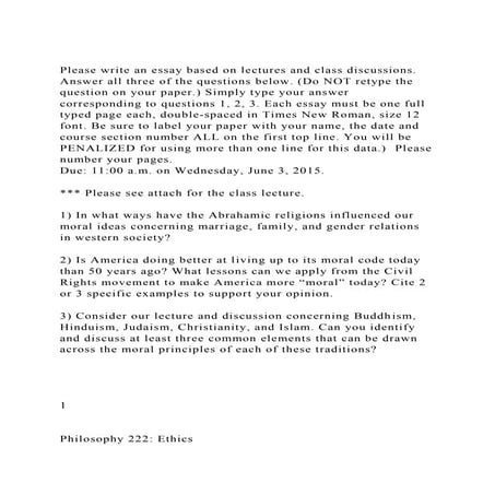 Please write an essay based on lectures and class discussions. Ans.docx