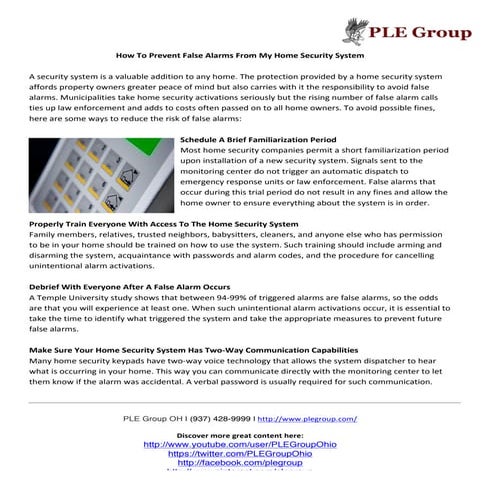 HOW TO PREVENT FALSE ALARMS FROM MY HOME SECURITY SYSTEM | PDF