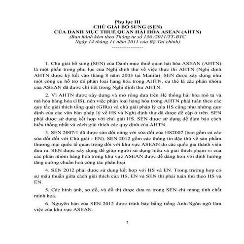 Pl iii danh muc ahtn (sen) | PDF