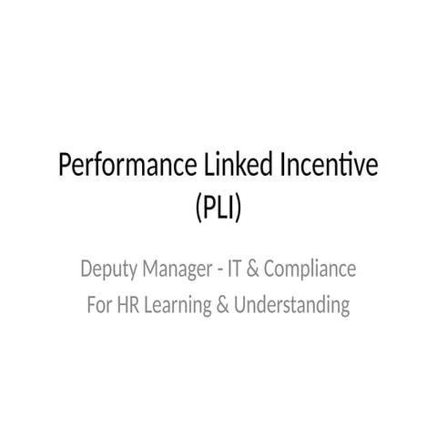 Performance Linked Incentive Calculation | PPTX