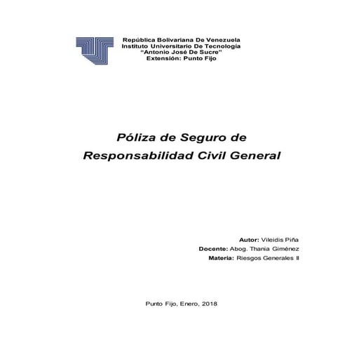 Póliza de Seguro de Responsabilidad Civil General -RCG- | DOCX