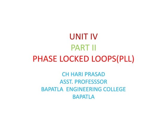 Phase Locked Loop (PLL) | PPTX | Digital Audio | Computer Software and ...