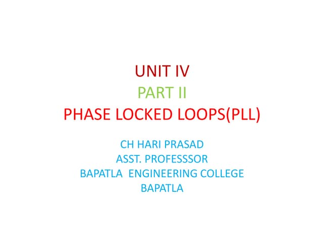 Phase Locked Loop (PLL) | PPTX