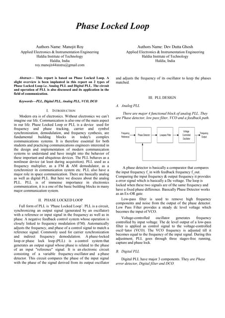 Phase Locked Loop Pll Pptx Digital Audio Computer Software And Applications