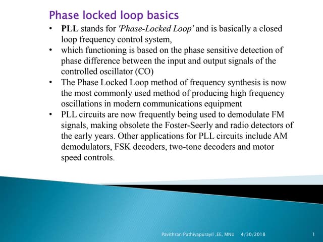 Phase Locked Loop (PLL) | PPTX