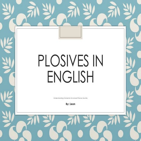 Plosives | PPTX