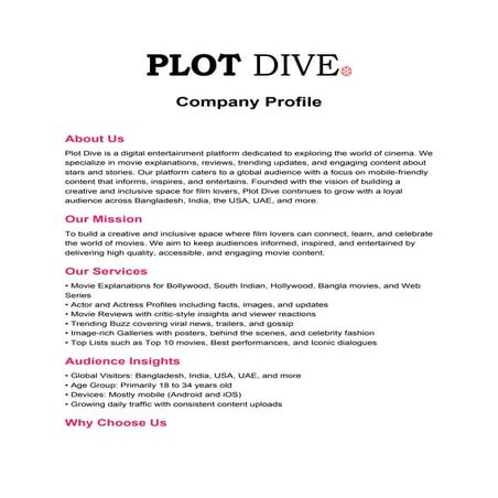 Plot Dive – Movie Plots, Reviews & Celeb Insights | PDF