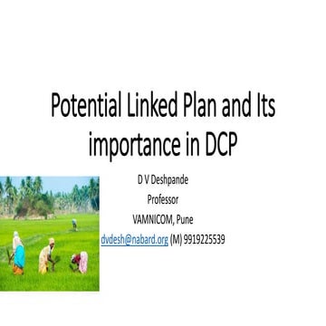 Potential Linked Plan of NABARD and its importance in DCP (District Credit Plan) | PDF