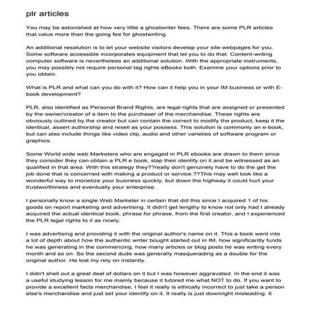 plr articles | PDF