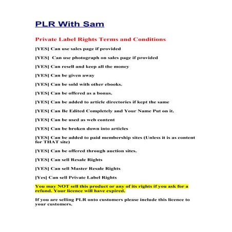 Plr with sam plr licence | PDF