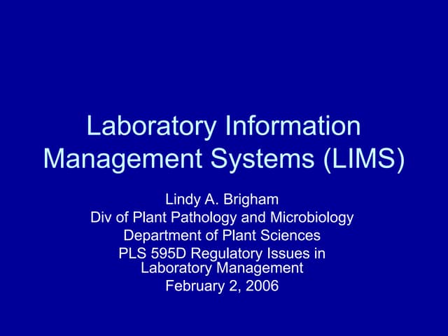 Laboratory information management system (LIMS) | PPTX