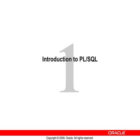 Oracle PLSQL Fundamentals-Introduction to PL/SQL | PPT