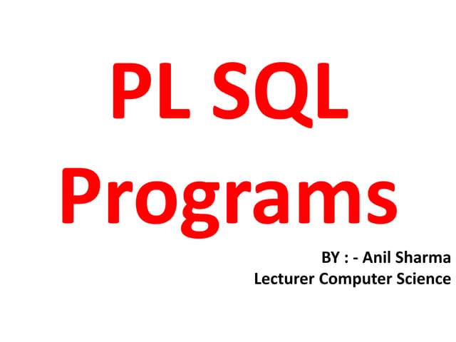 Plsql Programs Pptx Databases Computer Software And Applications