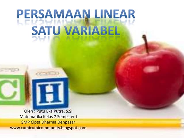 Persamaan Linear Satu Variabel (PLSV) | PPT
