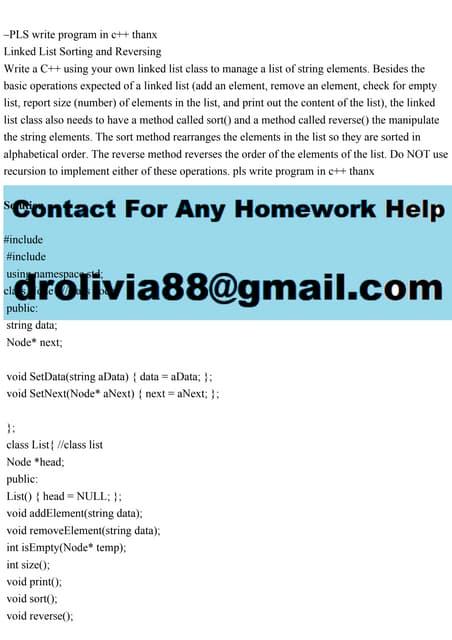 Pls Write Program In C Thanxlinked List Sorting And Reversingpdf