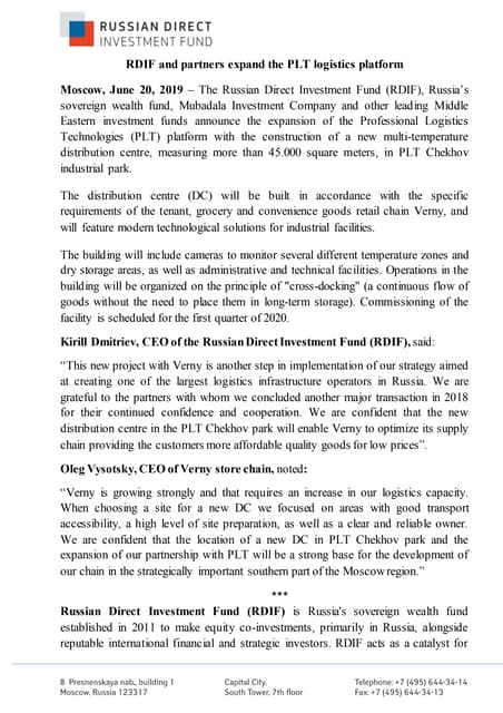 RCVF announce their first investment to support the Russian substrate ...