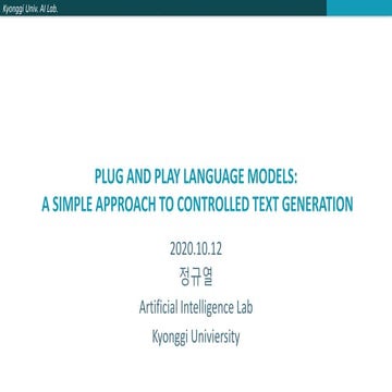 plug and play language models a simple approach to controlled text generation | PPT