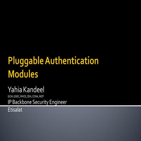 Pluggable Authentication Modules Ppt