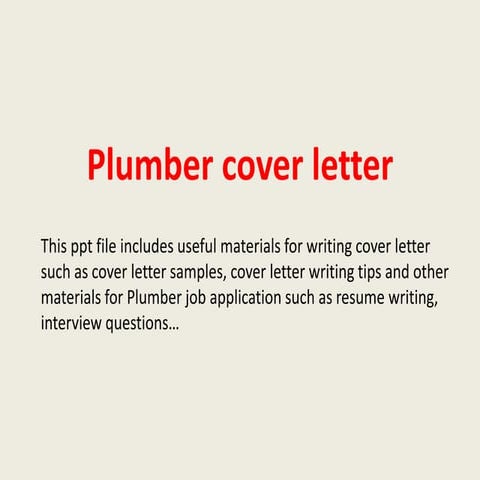 Plumber cover letter | PPTX