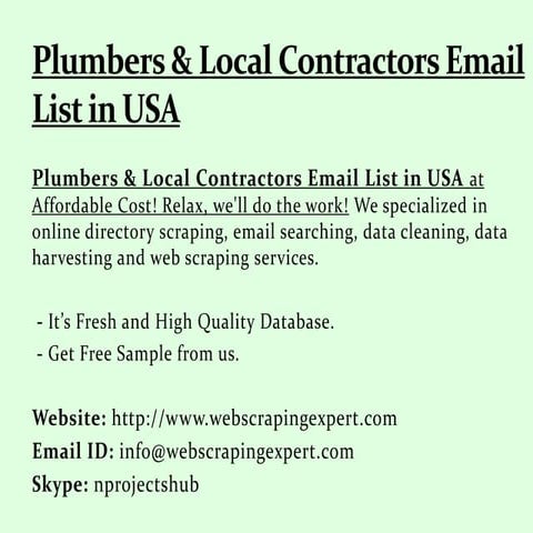 Plumbers & Local Contractors Email Lists in USA | PPT