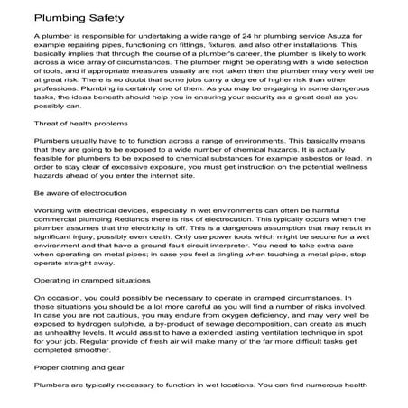 Plumbing Safety | PDF