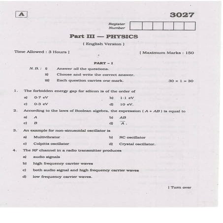 Plus2 physics July 2008 | PDF