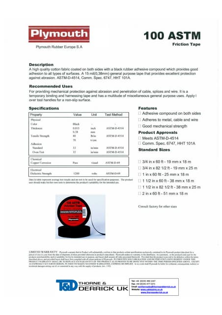 Plymouth 170 Brown Friction Tape | PDF